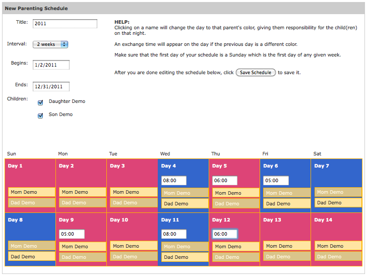 Setting Up Your Child Custody Calendar
