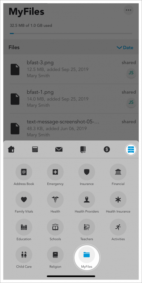 MyFiles | Parents - Mobile | OurFamilyWizard